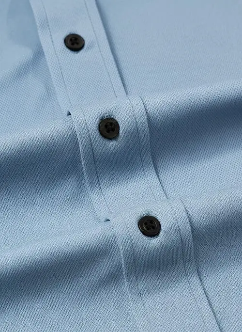 REGENT ROW Men’s Big And Tall Commuter Shirt, Long Sleeve Button Down, Tailored Fit, Spread Collar, Performance Fabric - Heather-blue