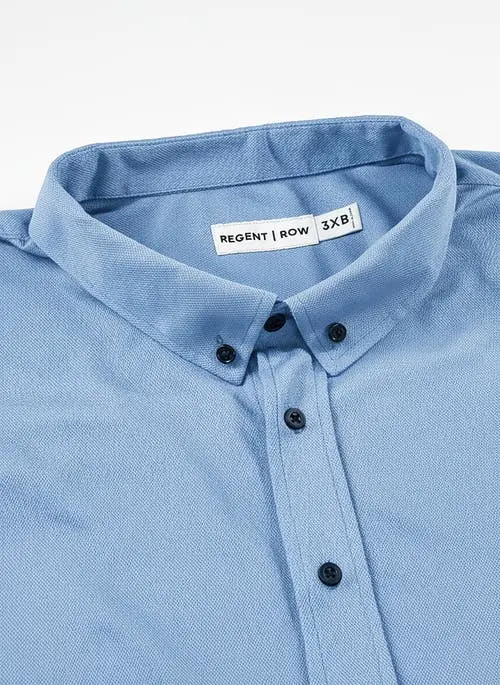 REGENT ROW Men’s Big And Tall Commuter Shirt, Long Sleeve Button Down, Tailored Fit, Spread Collar, Performance Fabric - Heather-blue