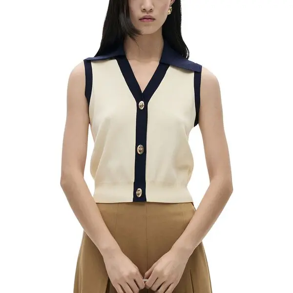 Mango Contrast Trim Sweater Vest