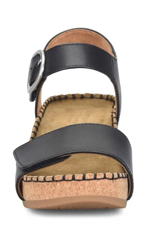 COMFORTIVA Eldorah Platform Wedge Sandal - Black