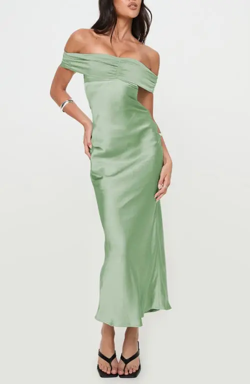 Princess Polly Sadee Off-the-shoulder Satin Dress