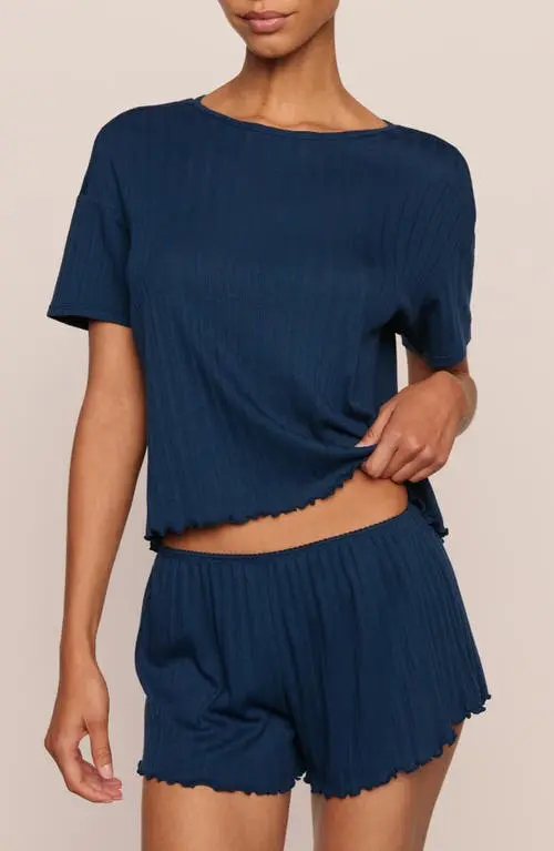 Eberjey Pointelle Rib Pajama Shorts - Navy