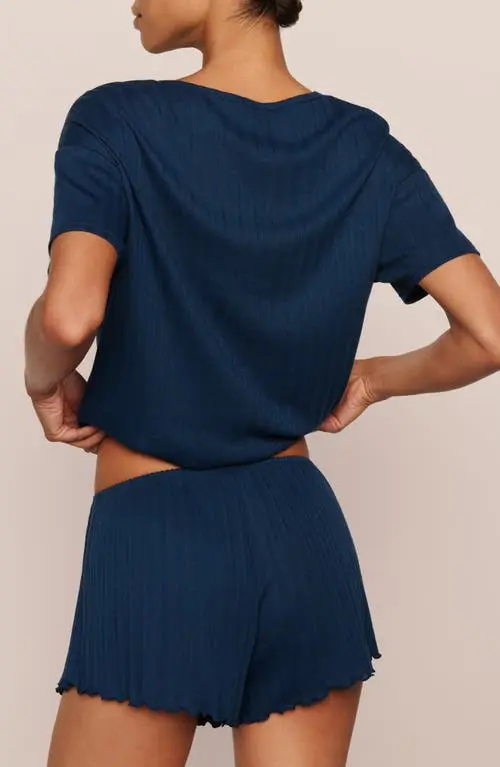 Eberjey Pointelle Rib Pajama Shorts - Navy