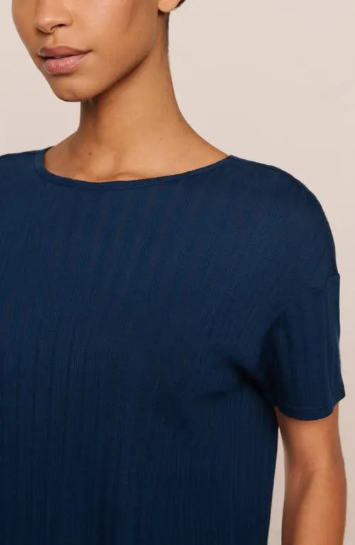 Eberjey Pointelle Rib Pajama Top - Navy