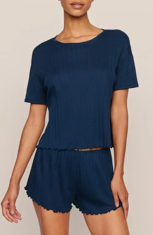 Eberjey Pointelle Rib Pajama Top - Navy