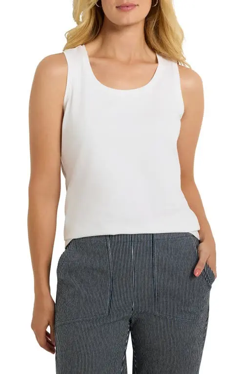 NIC+ZOE Perfect Stretch Cotton Knit Tank - Paper White