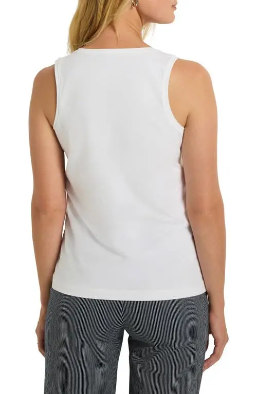 NIC+ZOE Perfect Stretch Cotton Knit Tank - Paper White