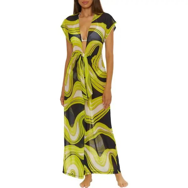 Trina Turk Serena Stretch Mesh Cover-up Maxi Dress - Green Multi