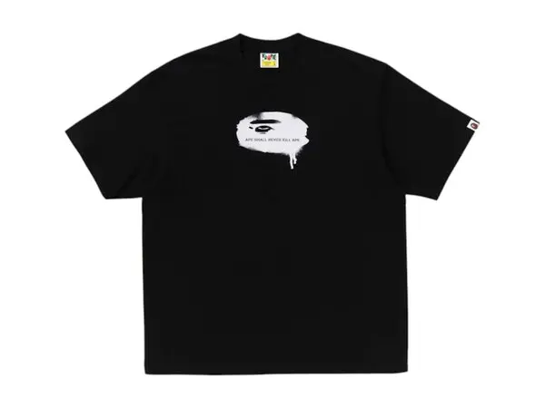 A BATHING APE Graffiti Ape Head Logo Relaxed Fit Tee Shirt - Black
