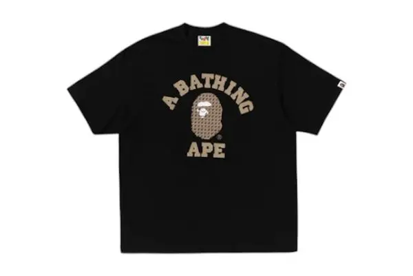 A BATHING APE Sta Houndstooth College Relaxed Fit Tee Shirt