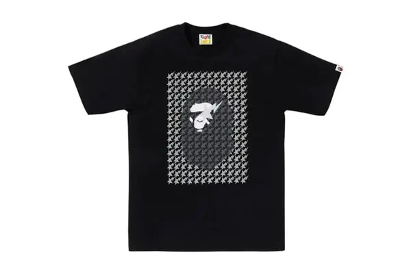 A BATHING APE Sta Houndstooth Ape Head Tee Shirt - Black