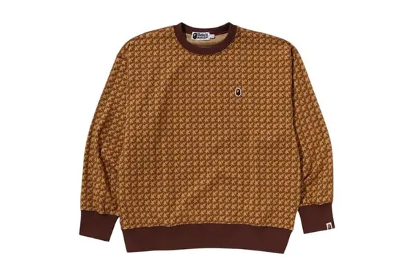 A BATHING APE Sta Houndstooth Jacquard Crewneck Sweatshirt