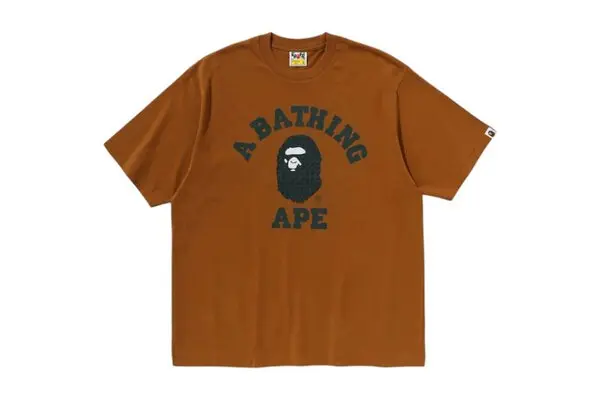 A BATHING APE Sta Houndstooth College Relaxed Fit Tee Shirt - Brown
