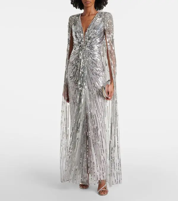 Jenny Packham Gold Rush Sequined Cocktail Dress - Silver