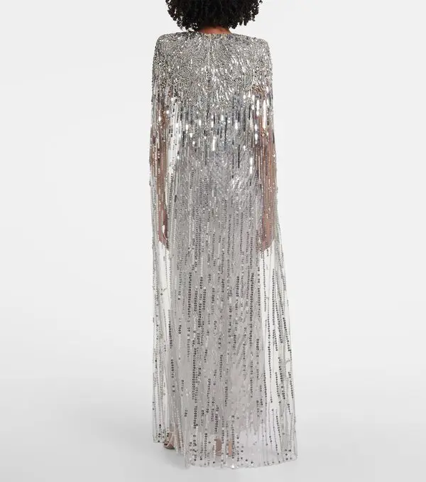 Jenny Packham Gold Rush Sequined Cocktail Dress - Silver