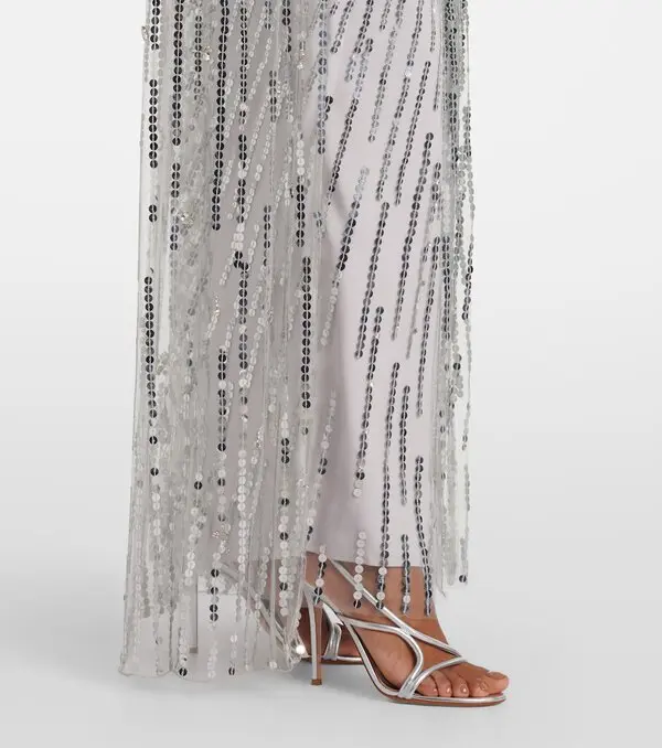 Jenny Packham Gold Rush Sequined Cocktail Dress - Silver
