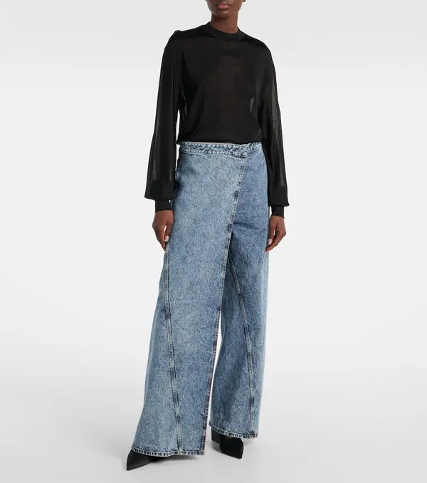 Alaïa Wide-leg Wrap Jeans - Blue