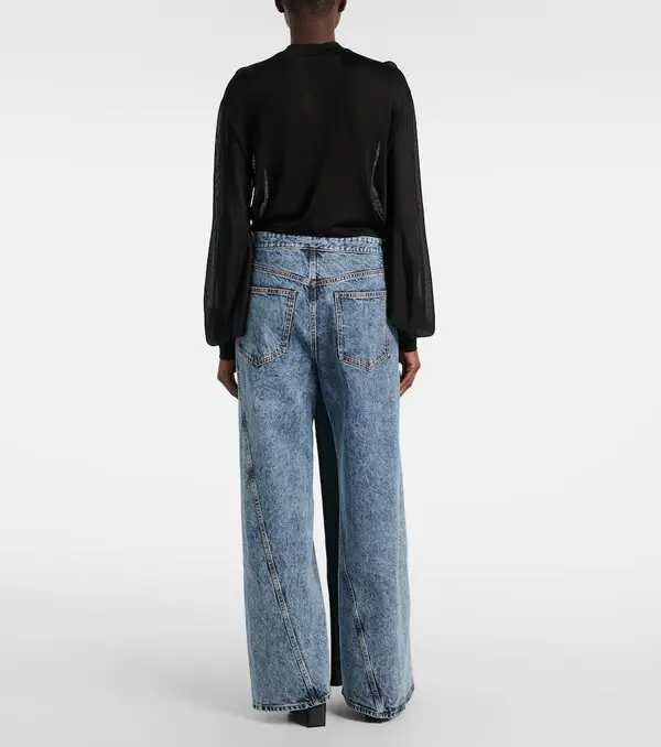 Alaïa Wide-leg Wrap Jeans - Blue