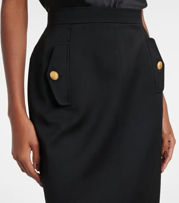 Alessandra Rich Virgin Wool Pencil Skirt