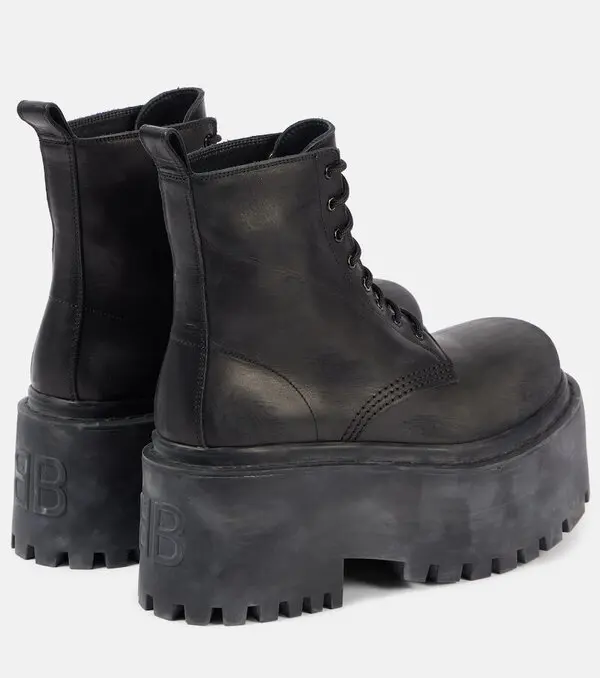 Balenciaga Strike Leather Platform Combat Boots