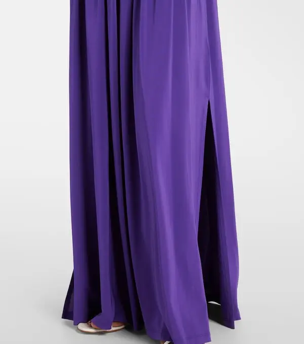 Max Mara Walter Pleated Jersey Maxi Dress - Purple