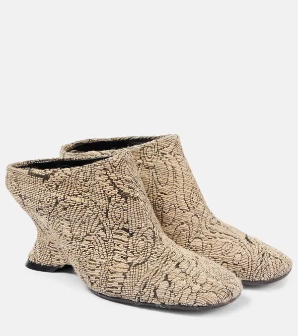 Dries Van Noten Jacquard Wedge Mules - Beige