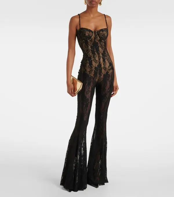 Norma Kamali Lace Flared Jumpsuit