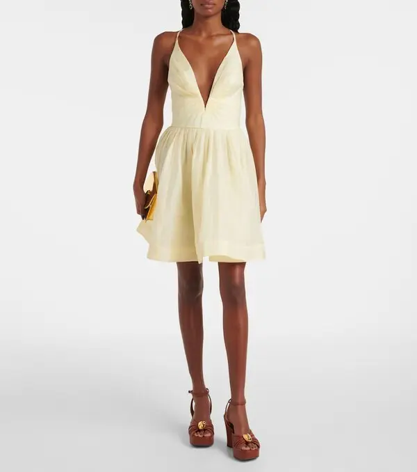 Zimmermann Illuminate Pleated Mini Dress - Yellow