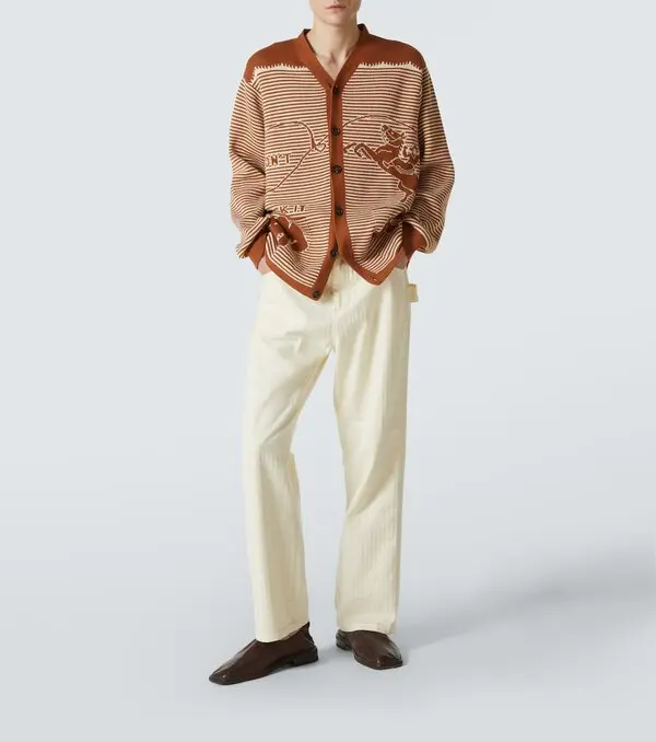 BODE Buckaroo Striped Cotton Cardigan - Brown