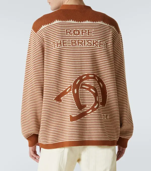 BODE Buckaroo Striped Cotton Cardigan - Brown