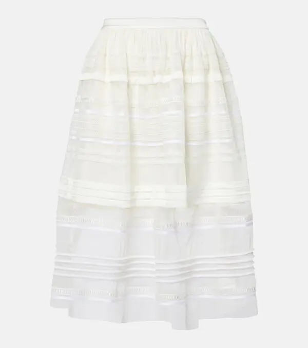 XU ZHI Gathered Lace And Tulle Midi Skirt - White