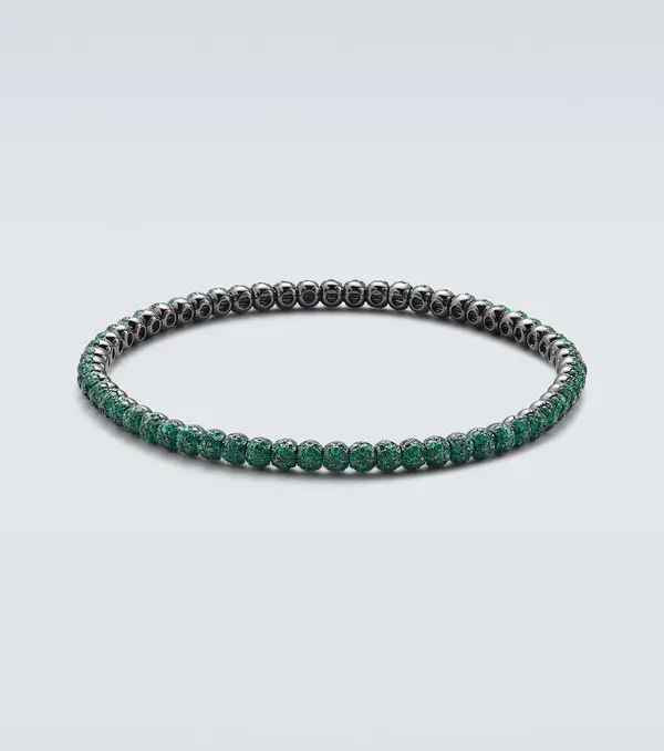 Shay Jewelry 18kt Rhodium-plated Rose Gold Bracelet With Emeralds - Black