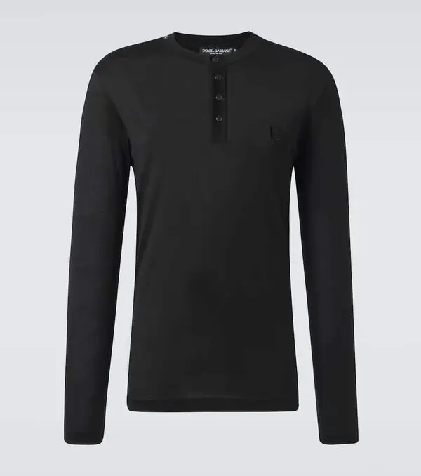 Dolce & Gabbana Silk Henley Shirt - Black