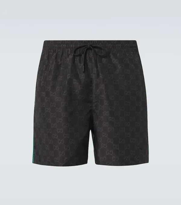 Gucci Web Stripe Gg Swim Trunks - Black