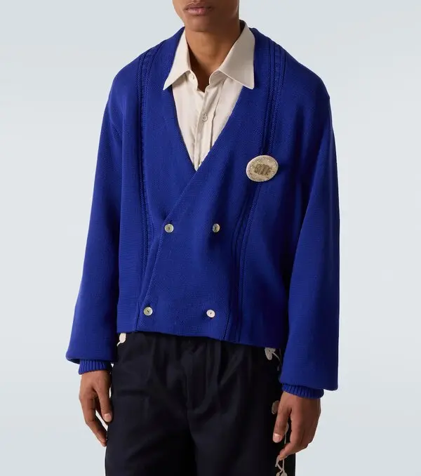 BODE Cotton Double-breasted Cardigan - Purple