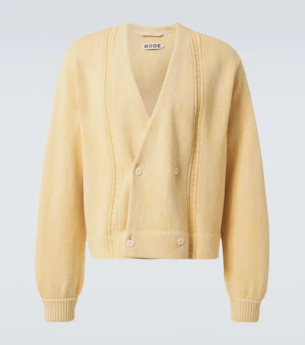 BODE Cotton Double-breasted Cardigan - Yellow
