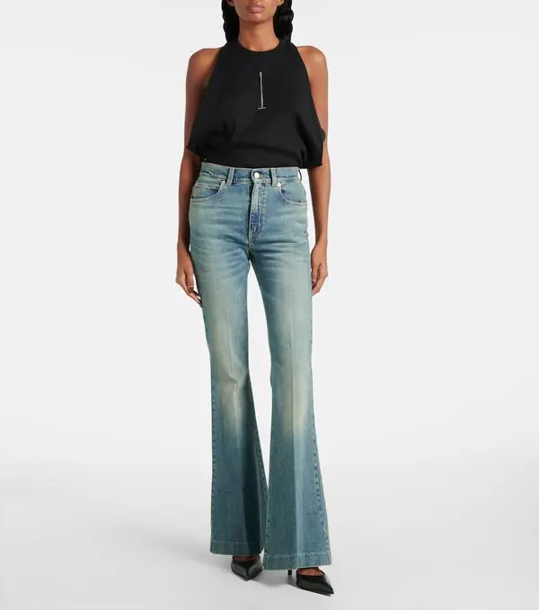Alexander McQueen Faded Flared Jeans - Blue