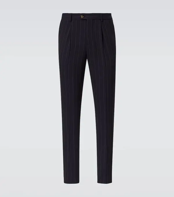 Brunello Cucinelli Chalkstripe Wool Straight Trousers
