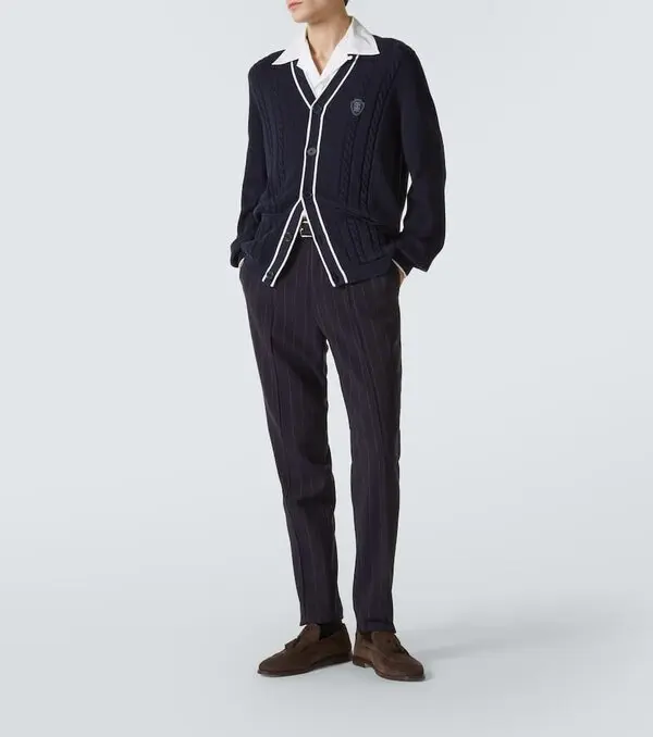 Brunello Cucinelli Chalkstripe Wool Straight Trousers