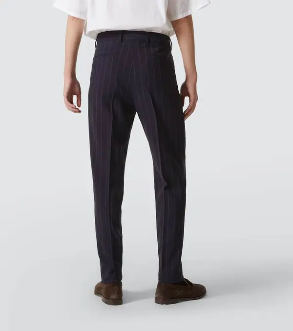 Brunello Cucinelli Chalkstripe Wool Straight Trousers