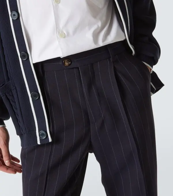 Brunello Cucinelli Chalkstripe Wool Straight Trousers