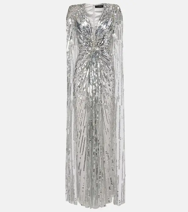 Jenny Packham Gold Rush Sequined Cocktail Dress - Silver