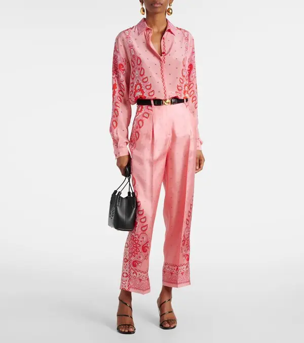 Etro Paisley Silk Straight Pants