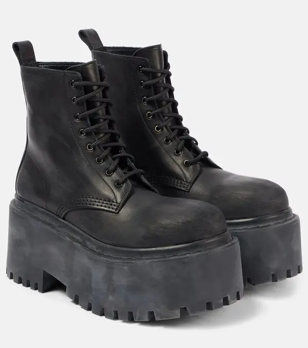 Balenciaga Strike Leather Platform Combat Boots