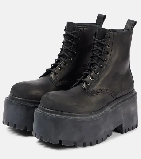 Balenciaga Strike Leather Platform Combat Boots