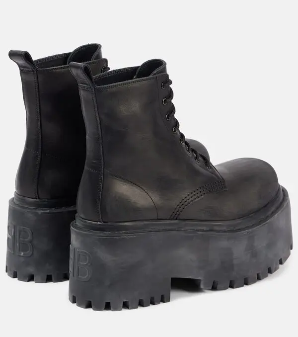 Balenciaga Strike Leather Platform Combat Boots