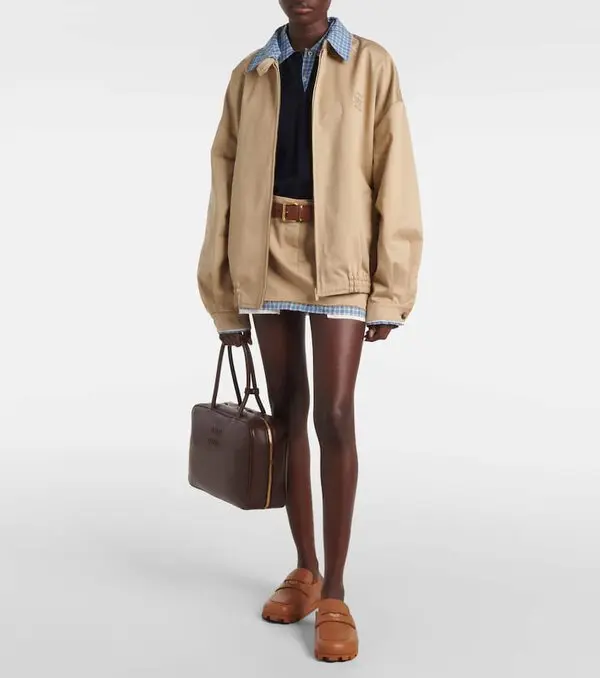 Miu Miu Logo Leather Mules - Brown