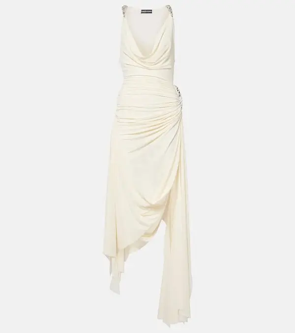 David Koma Embellished Draped Midi Dress