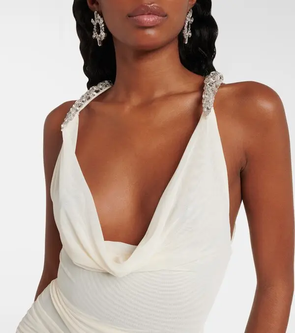 David Koma Embellished Draped Midi Dress