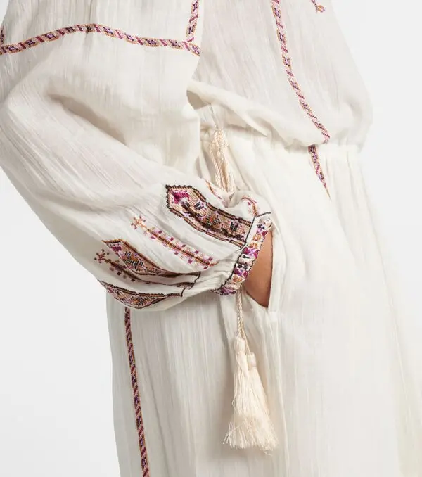 MARANT ETOILE Embroidered Cotton Midi Dress